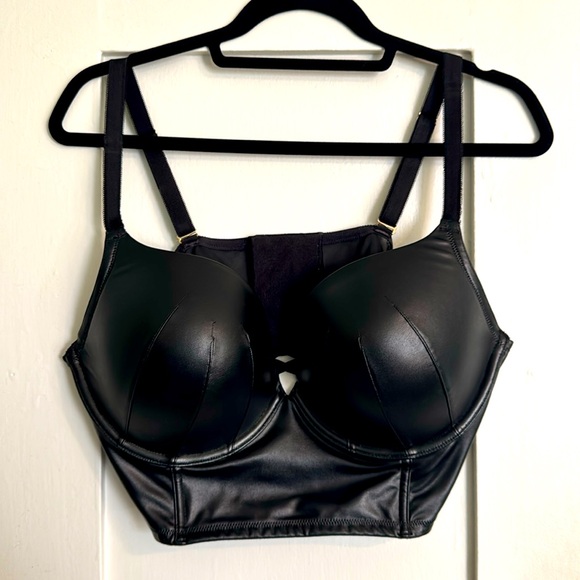 torrid | Intimates & Sleepwear | Faux Leather Longline Push Up Plunge ...